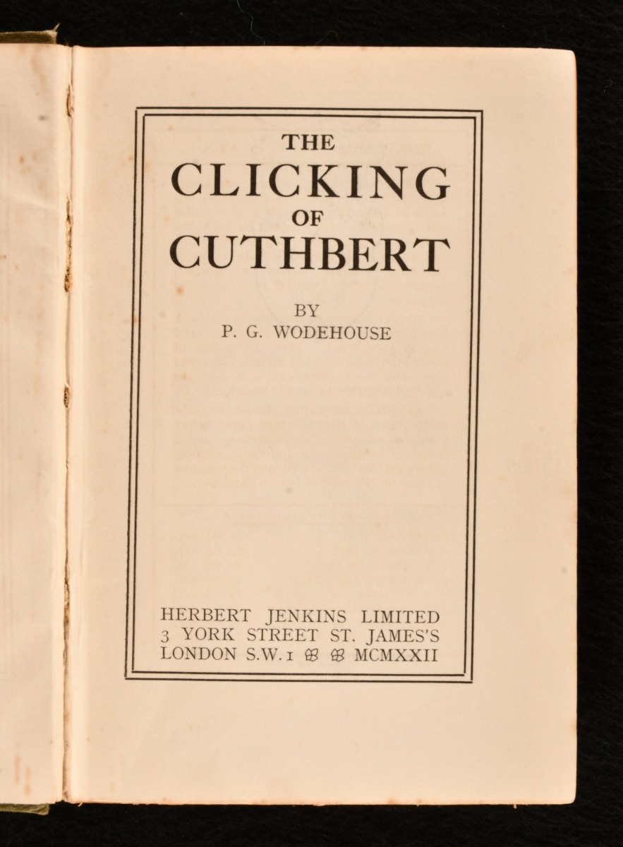 The Clicking of Cuthbert by P.G. Wodehouse: Very Good Cloth (1922 ...
