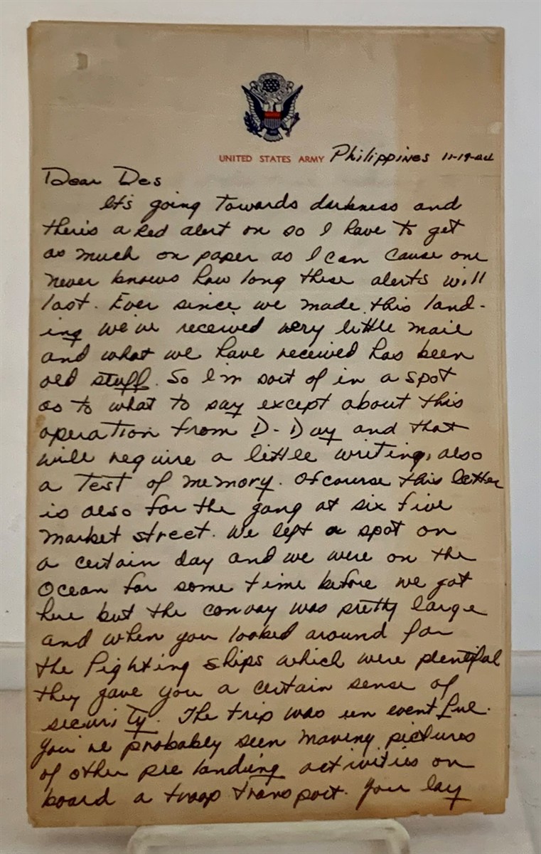 World War II Army Letter Describing The Battle Of The Philippine Sea by ...