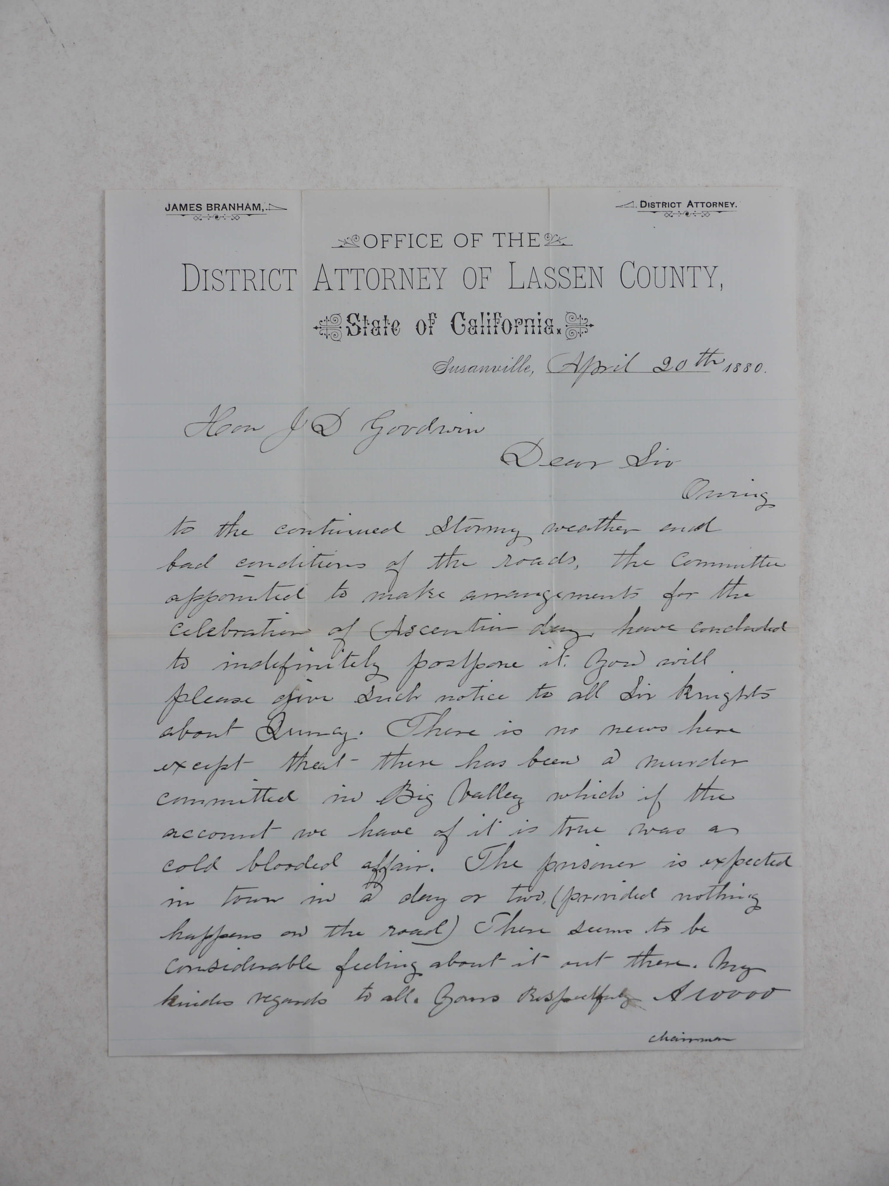 Wood, A (Ca. 1812-1890). A Historically Interesting Original Autograph ...