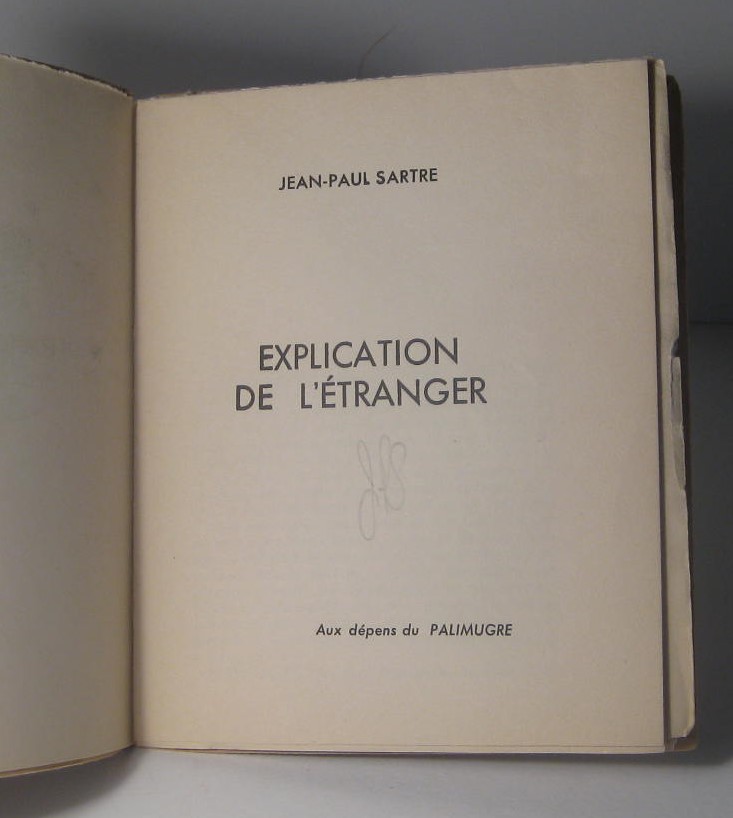 Explication de l'Étranger by Jean-Paul Sartre (1905-1980): Très bon Couverture rempliée (1946 ...