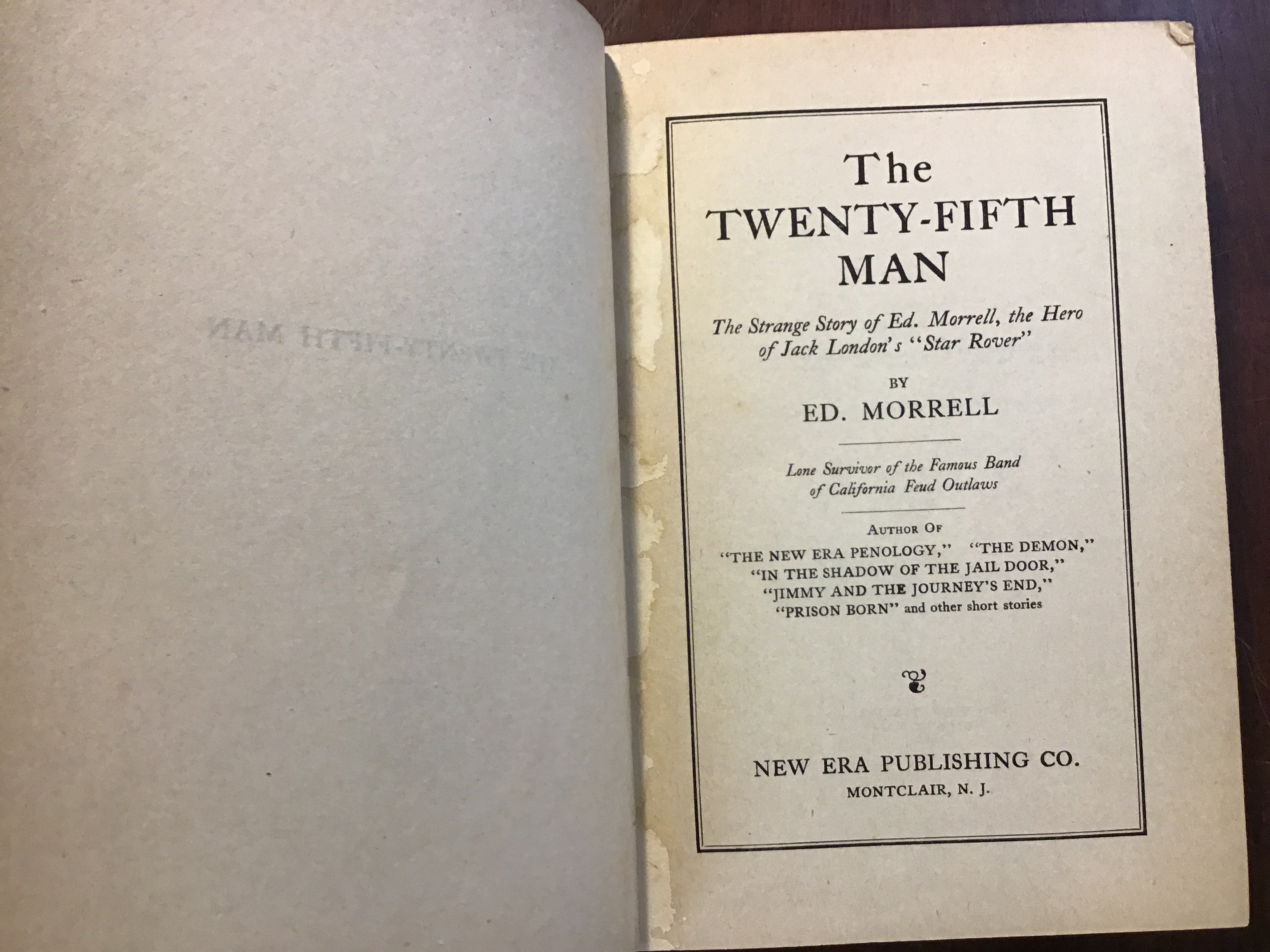 The Twenty-Fifth Man / The Strange Story Of Ed. Morrell, The Hero / Of ...