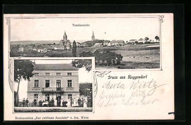Ansichtskarte Roggendorf, Restaruant Zur schönen Aussicht, Totalansicht ...