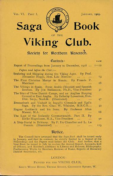 Saga Book of the Viking Club. Volume VI Part I. 1909 by Mawer, Allen ...