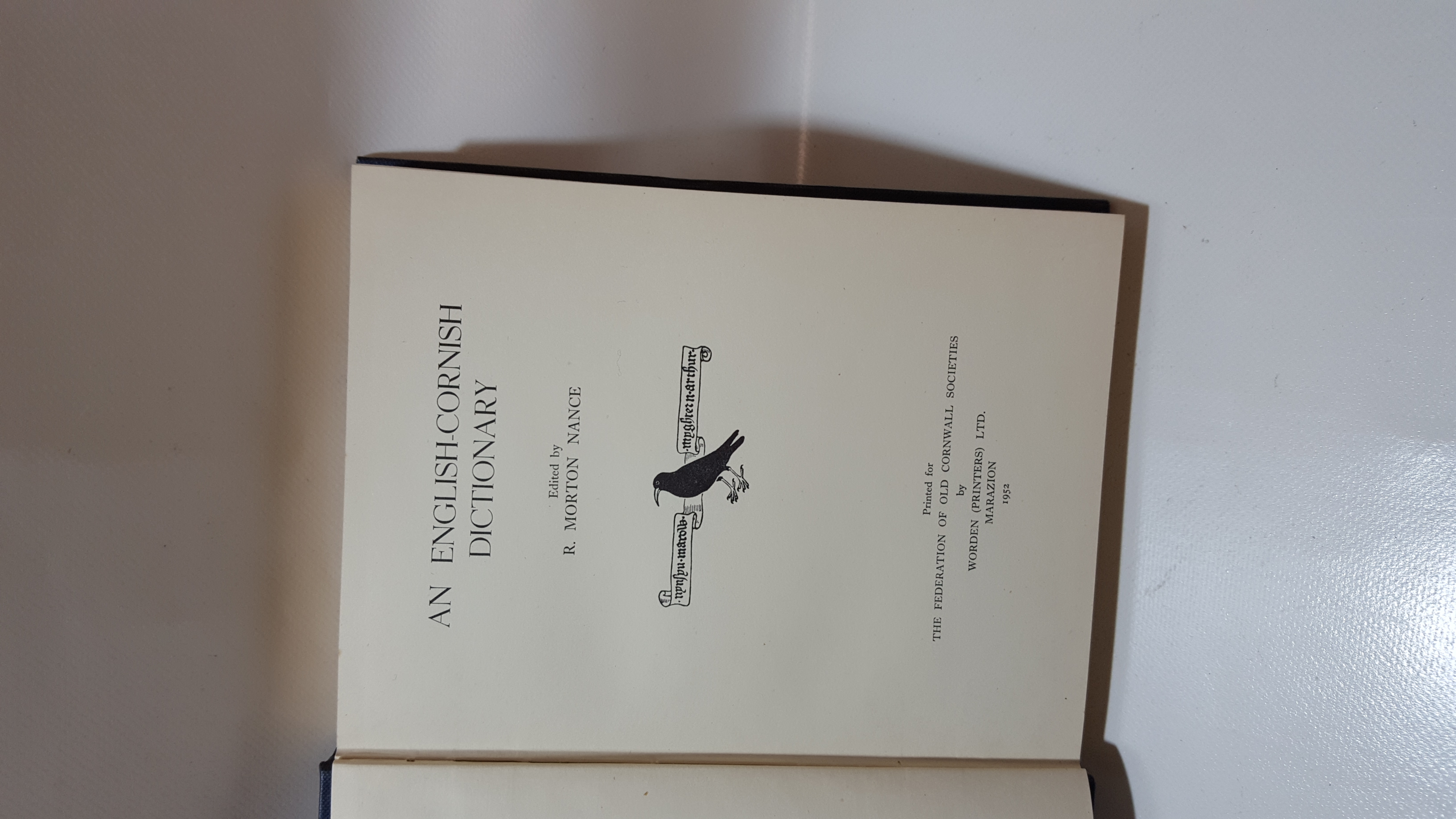 An English-Cornish Dictionary by R. Morton Nance (ED): GOOD Hardcover (1952) | Cambridge Rare Books