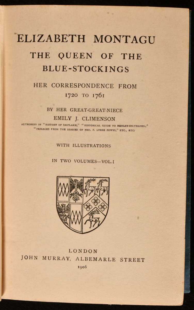 Elizabeth Montagu The Queen of the Blue-Stockings in Two Volumes by ...