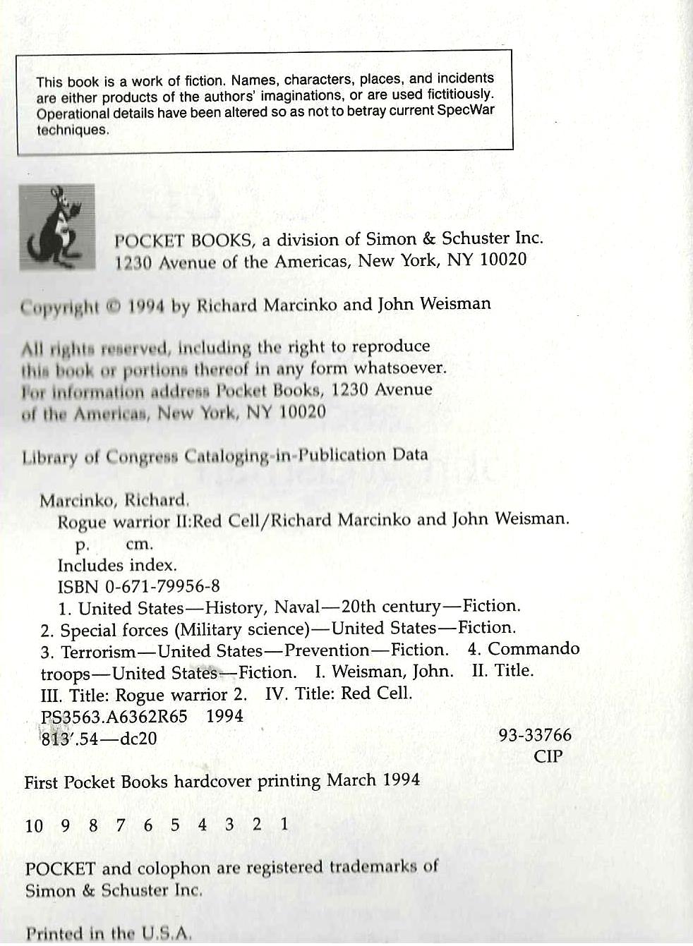 Rogue Warrior II: Red Cell by Marcinko, Richard (1940-2021) & Weisman ...