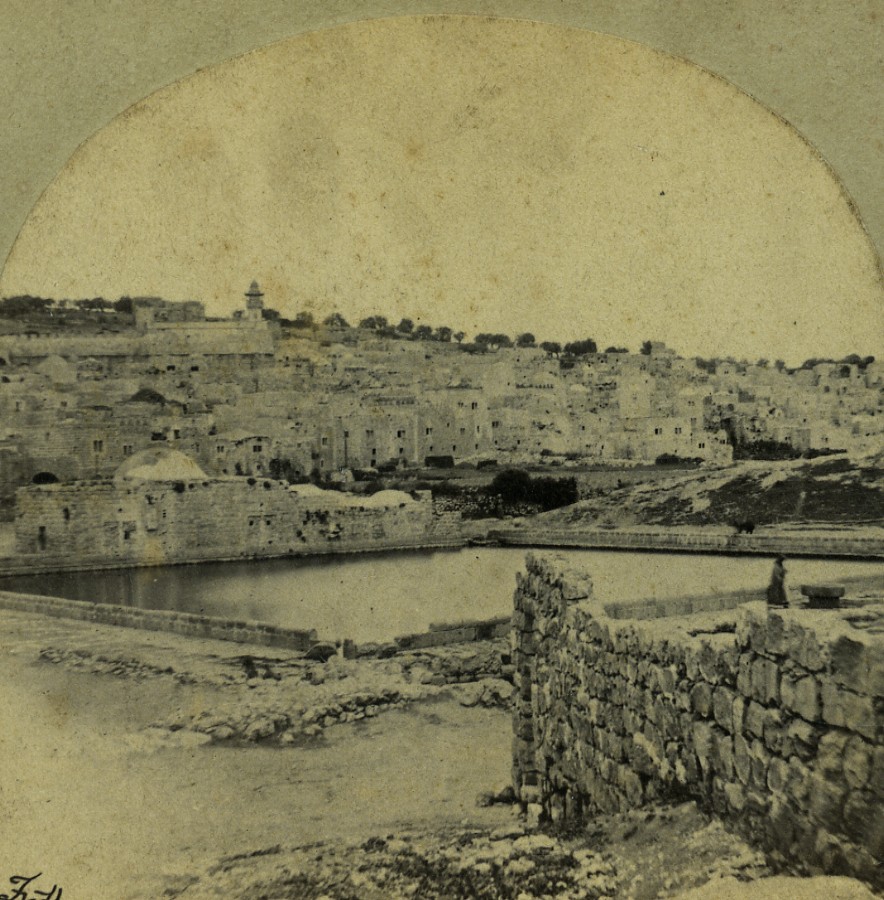 Palestine Hebron Panorama Pool of David Old Stereo photo Francis Frith ...