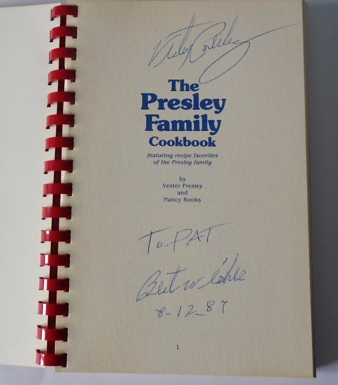 The Presley Family Cookbook (Signed by Vester Presley) by Vester ...