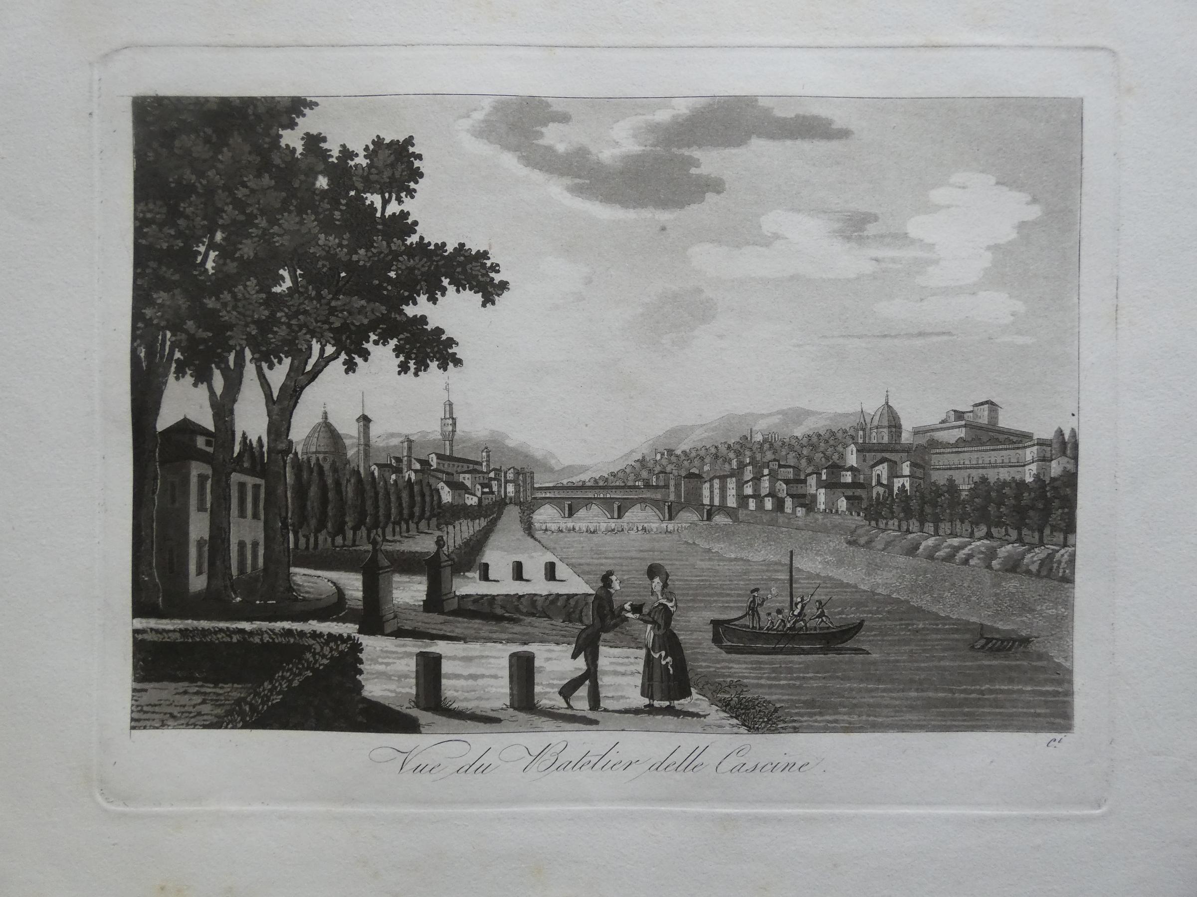 Carocci G. Veduta del battello delle Cascine Firenze (Vue du Batelier ...