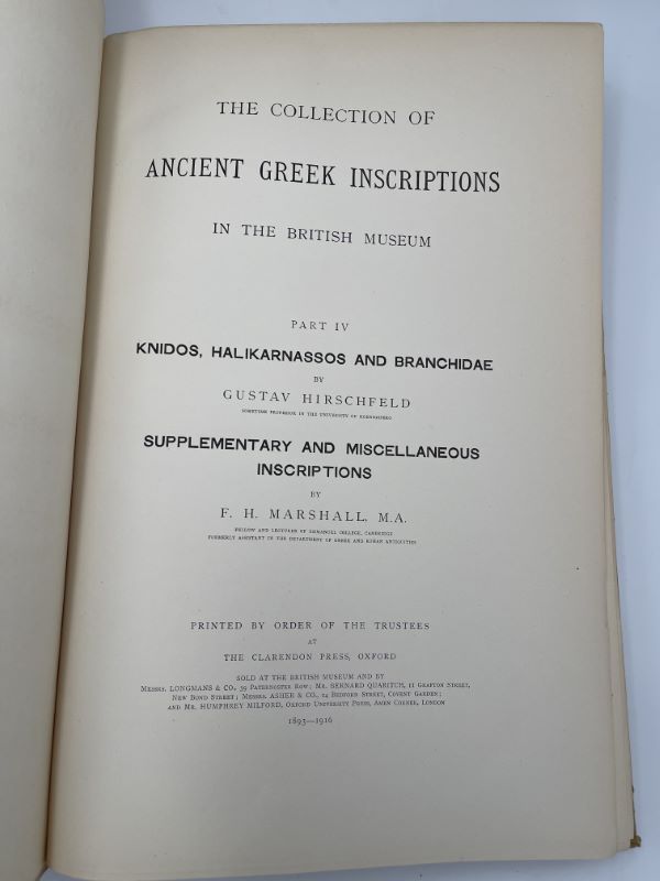 The collection of ancient greek inscriptions in the British Museum ...
