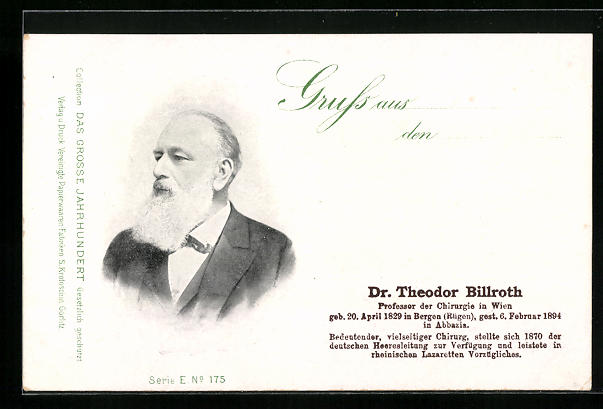Ansichtskarte Wiener Professor der Chirurgie Dr. Theodor Billroth im ...