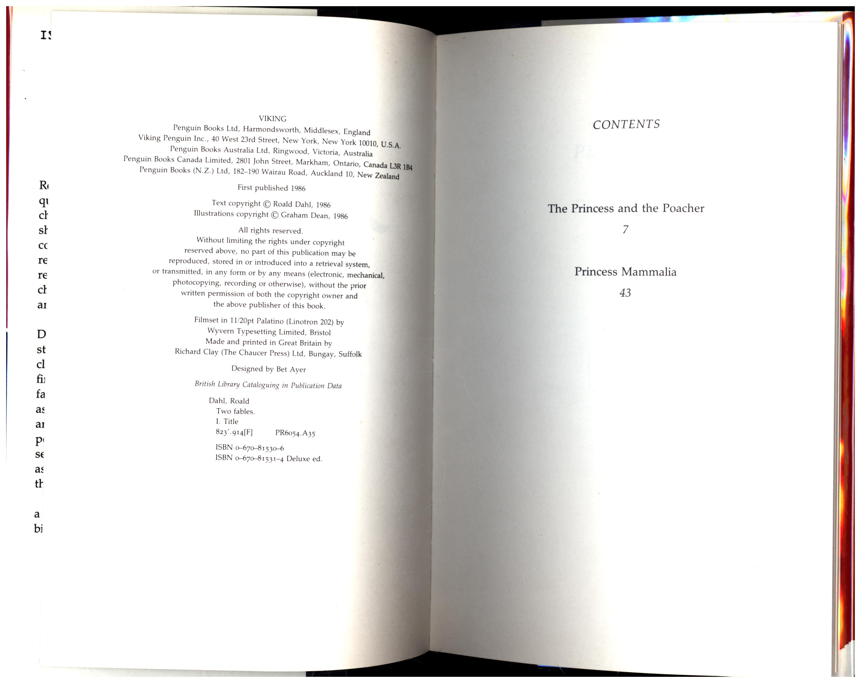 Two Fables (SIGNED) by Dahl, Roald: Fine Hardcover (1986) 1st Edition ...