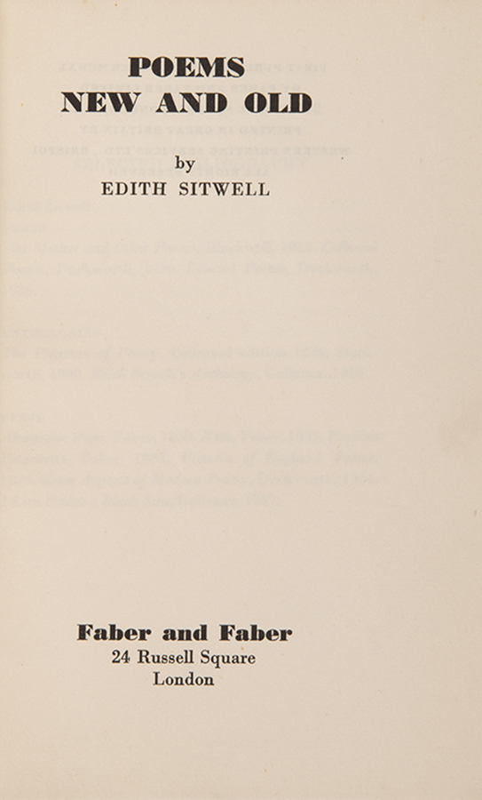 Poems Old & New. by SITWELL, Edith.: (1940) | Shapero Rare Books