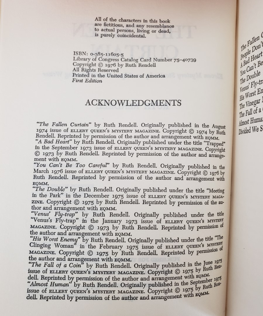 The Fallen Curtain. Eleven Mystery Stories by an Edgar-Award Winning ...