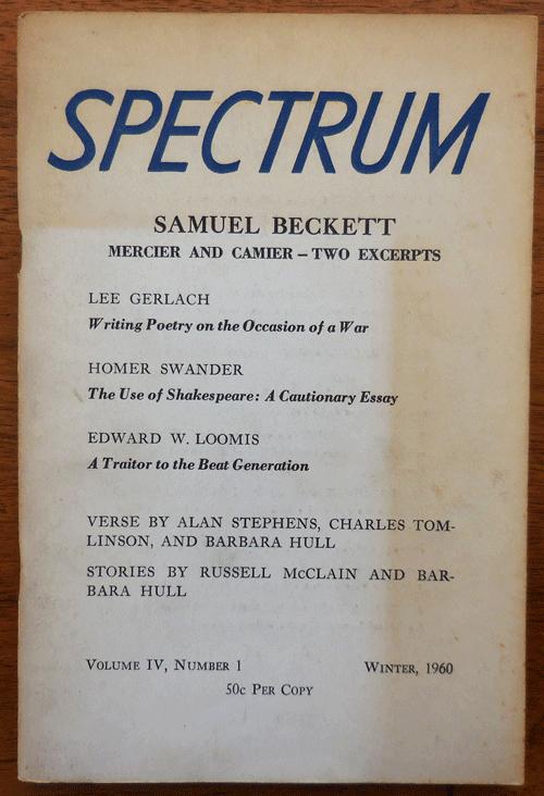 Spectrum Volume IV Number 1 by Pearce, Georgia, Editor (Samuel Beckett ...