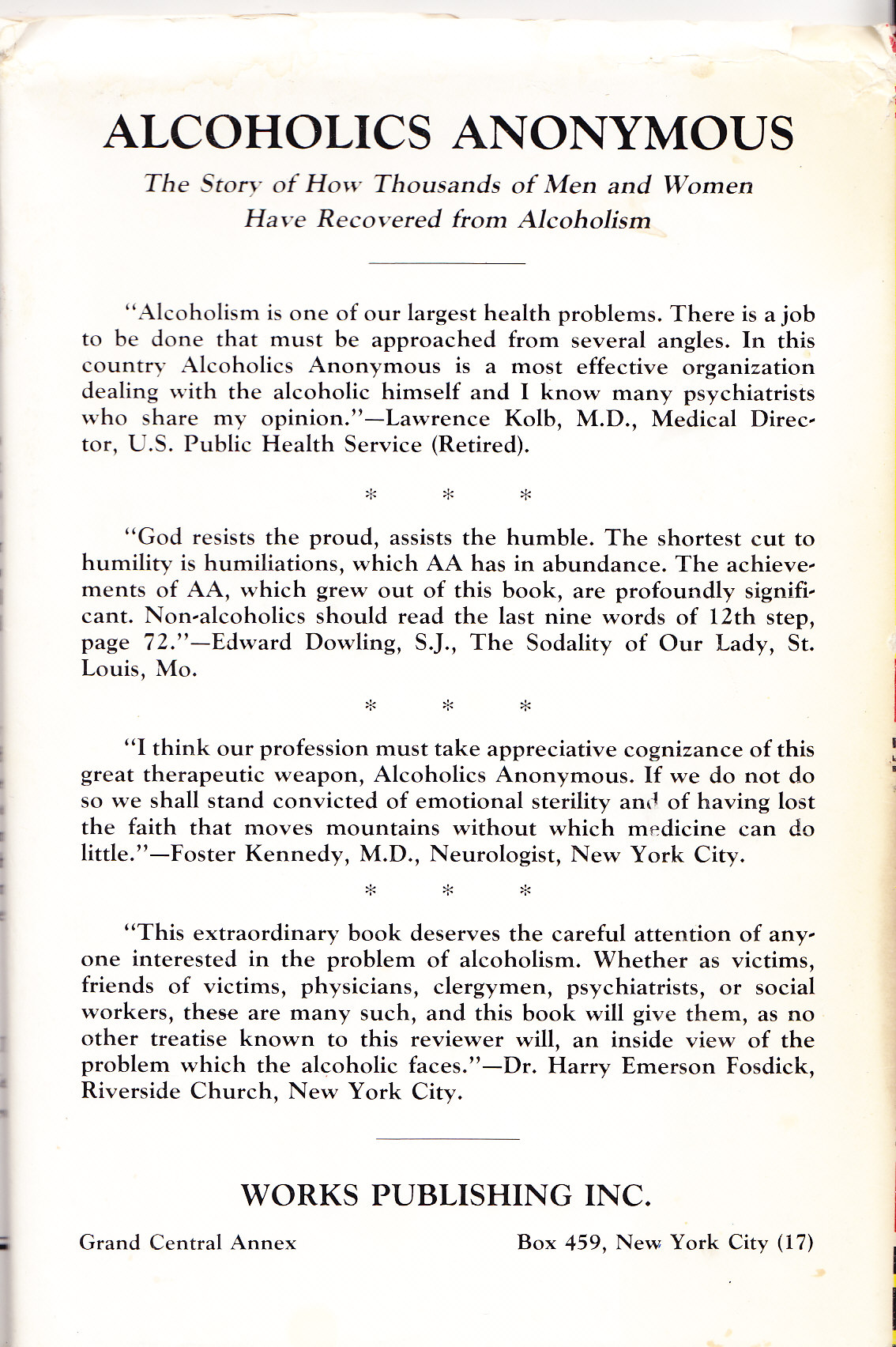 Alcoholics Anonymous by Anonymous: 1st Printing. | John Thompson