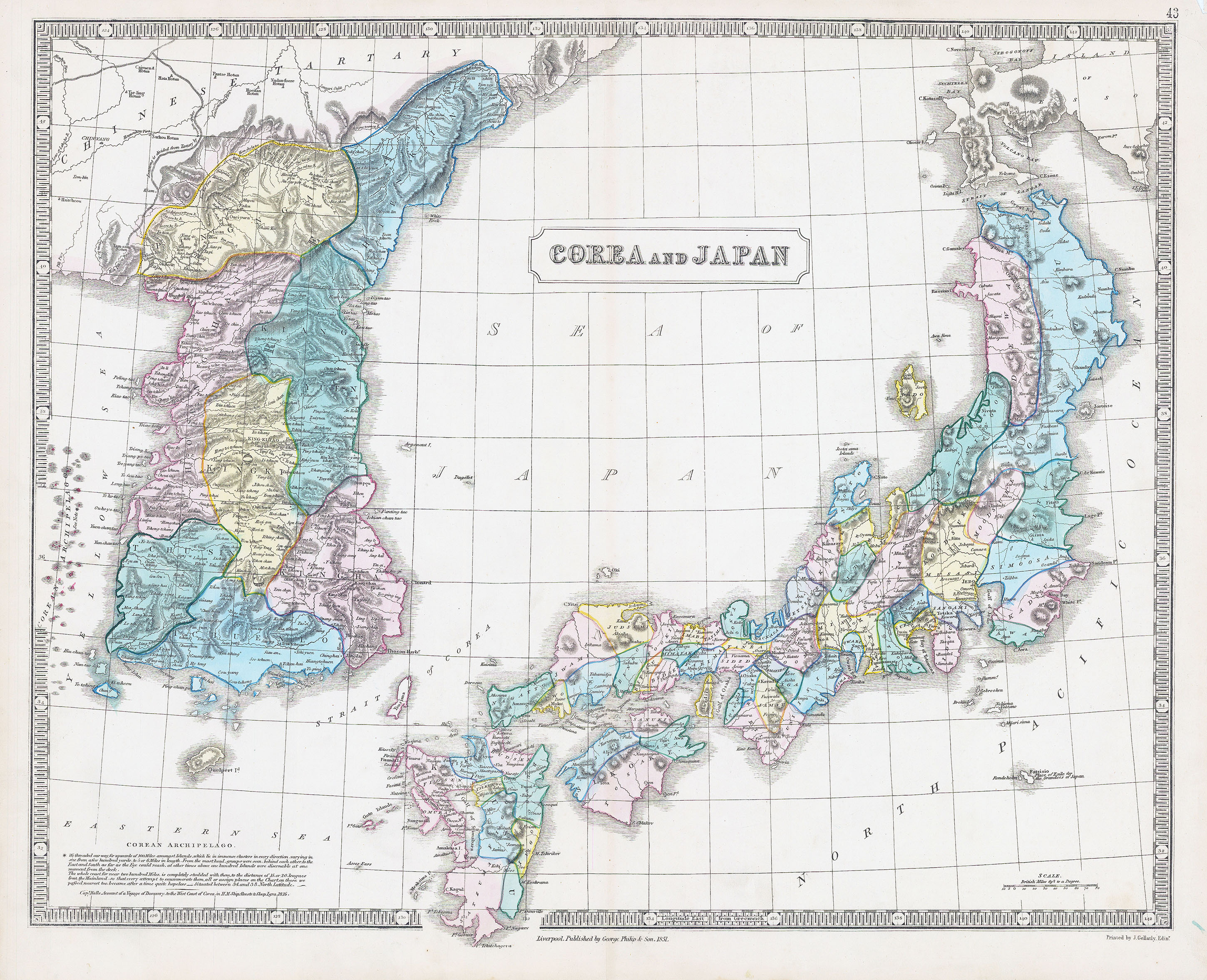 1851 1851 Large Antique Map of KOREA COREA and JAPAN Asia by George ...