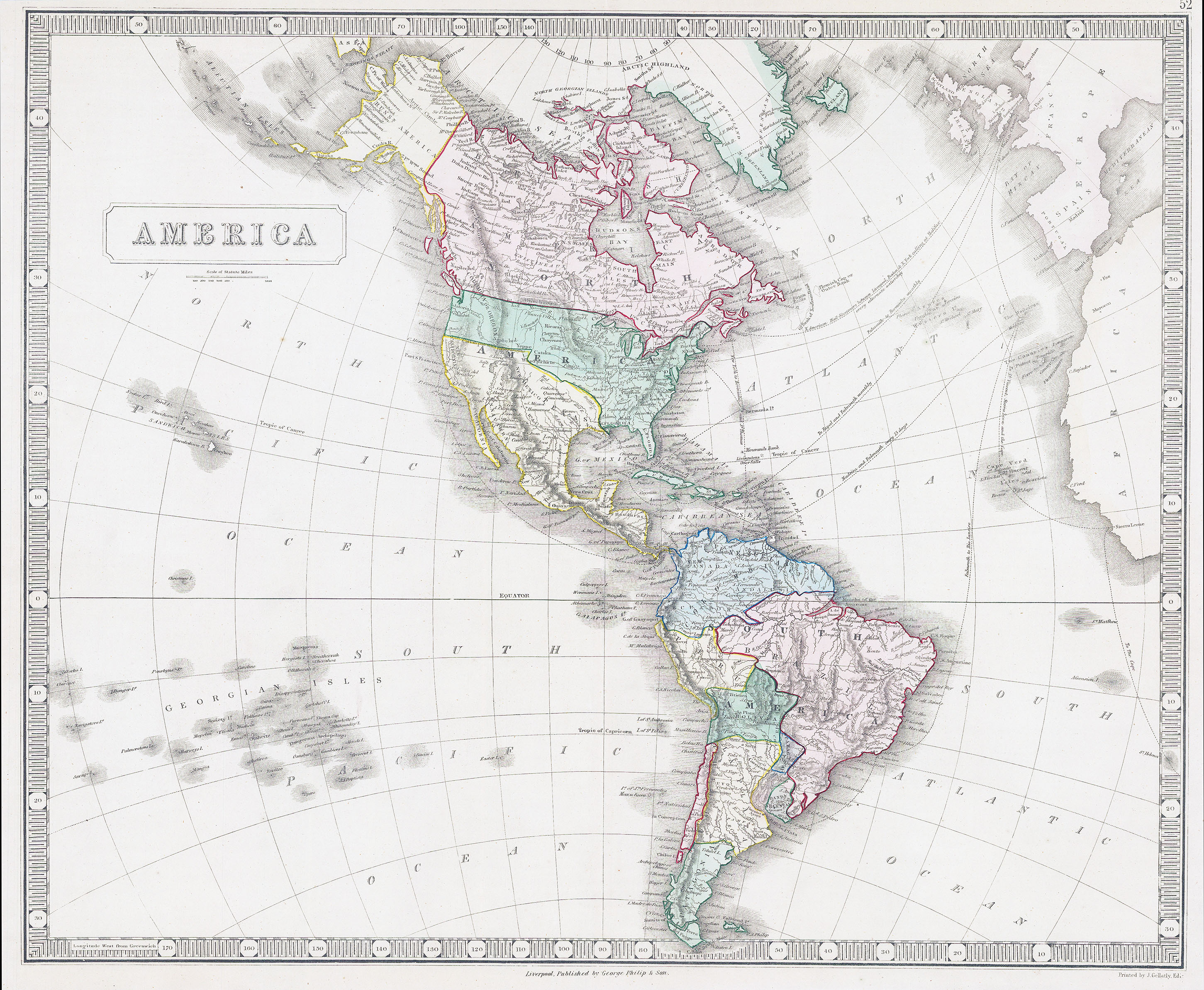 1851 Large antique map of the AMERICAN CONTINENT North South America ...