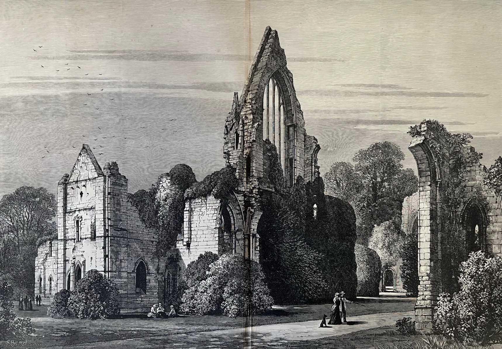 Dryburgh Abbey. An original woodcut engraving, from the Illustrated ...