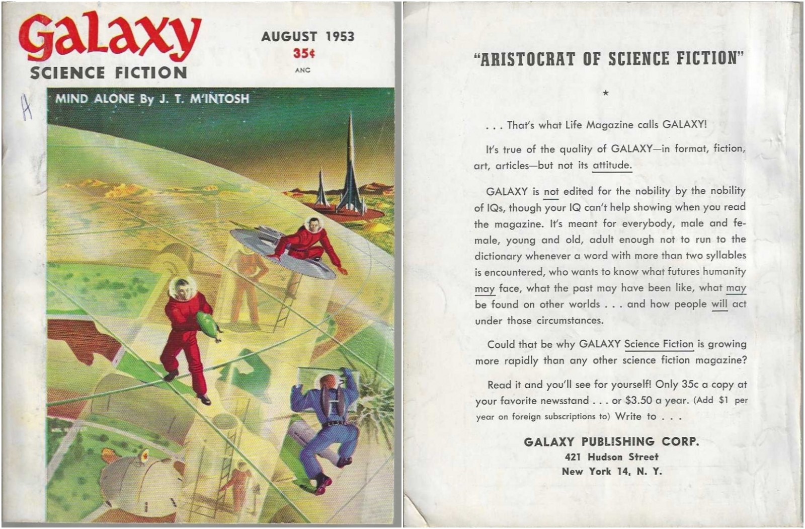 Galaxy Science Fiction 1953 Vol. 06, No. 05 August: Mind Alone ...