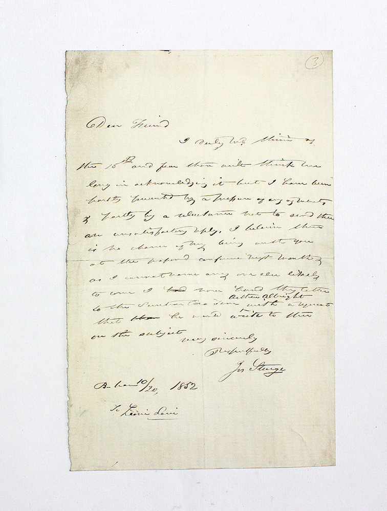 An Original Handwritten Letter Signed by Abolitionist Joseph Sturge to ...