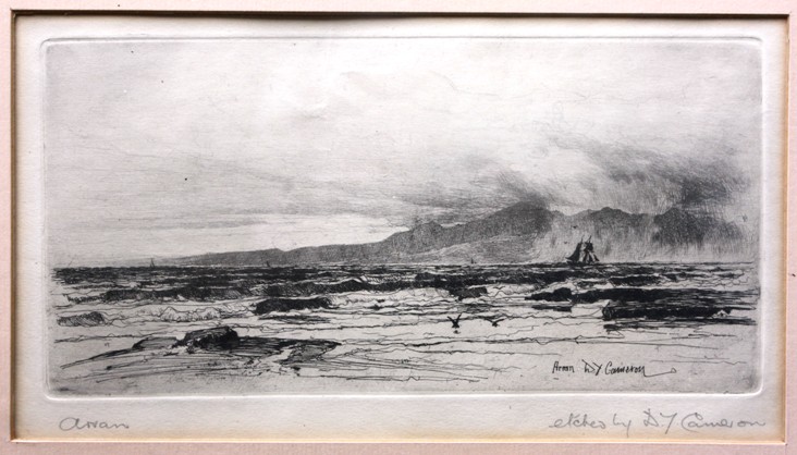Original etching, Arran, by Sir David Young Cameron (signed) by David ...