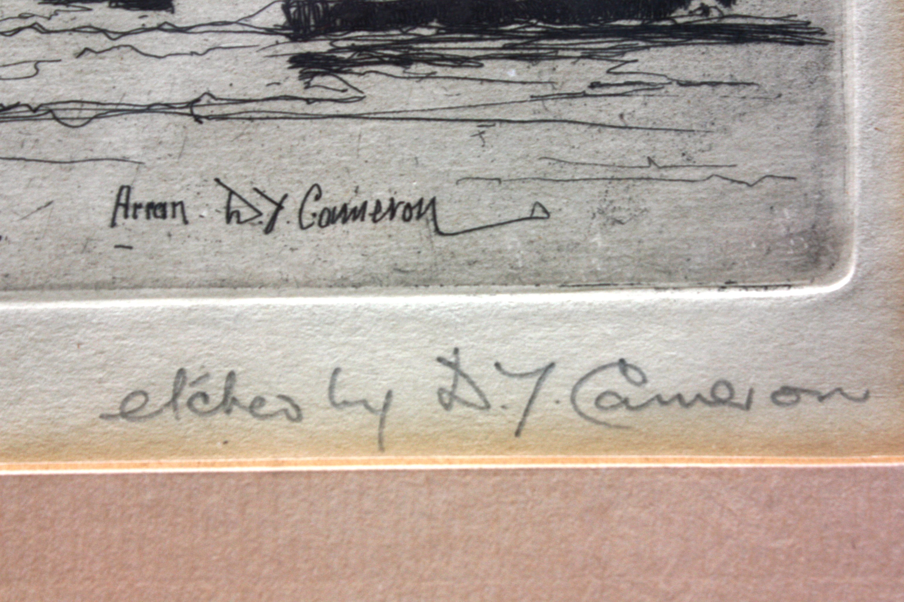 Original etching, Arran, by Sir David Young Cameron (signed) by David ...