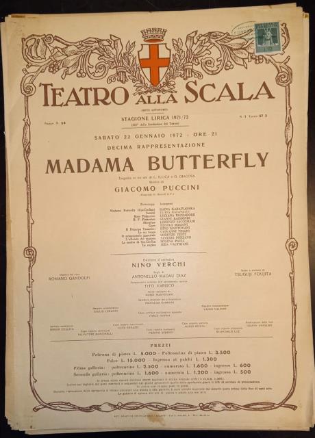 Locandina originale per una esecuzione dell'opera "Madama Butterfly" di ...