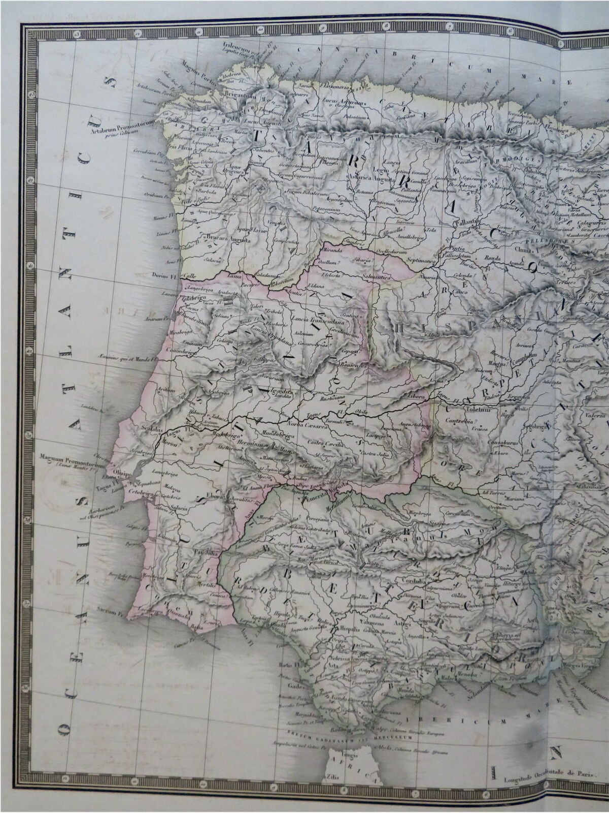 Ancient Spain Celt-Iberian Tribes 1827 Brue large detailed map hand ...