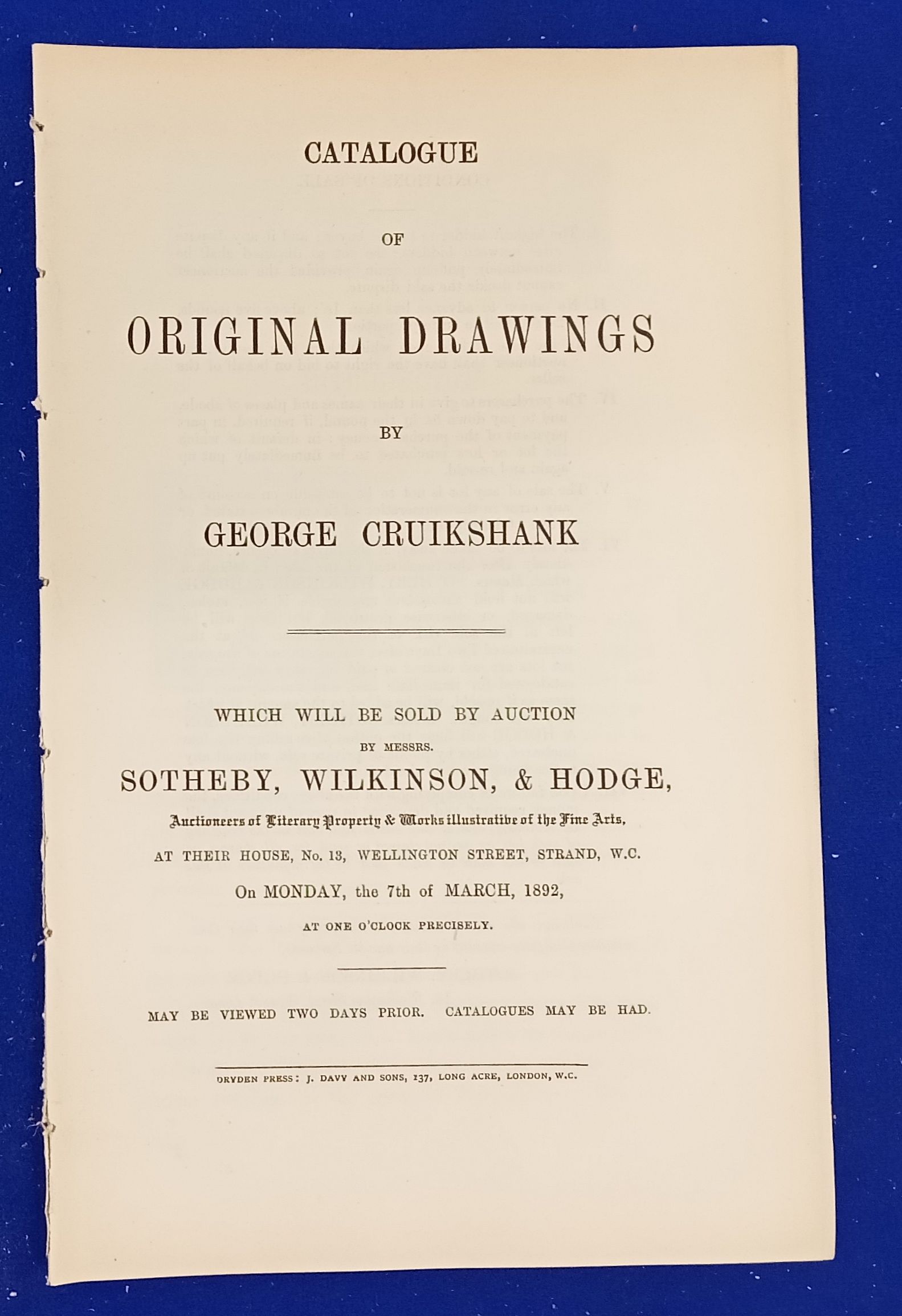 Catalogue of Original drawings by George Cruikshank. [ Sotheby ...