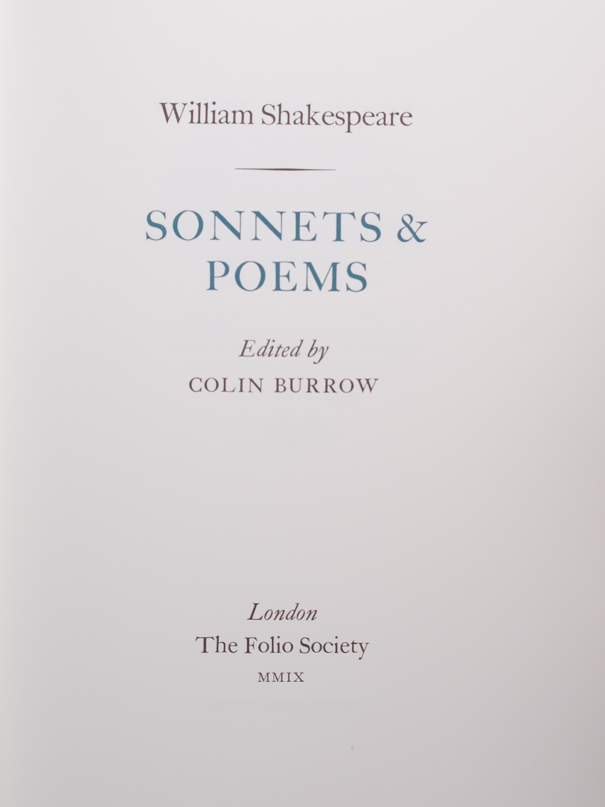 The Letterpress Shakespeare's Sonnets and Poems by William Shakespeare ...