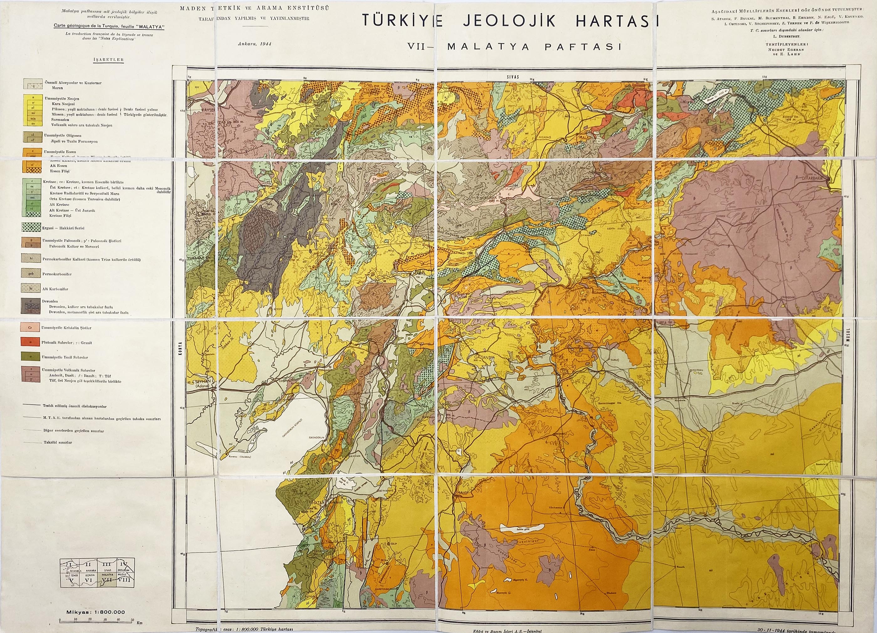 [FIRST COMPLETE GEOLOGICAL MAPS OF TURKEY] 1:800.000 ölçekli Türkiye ...
