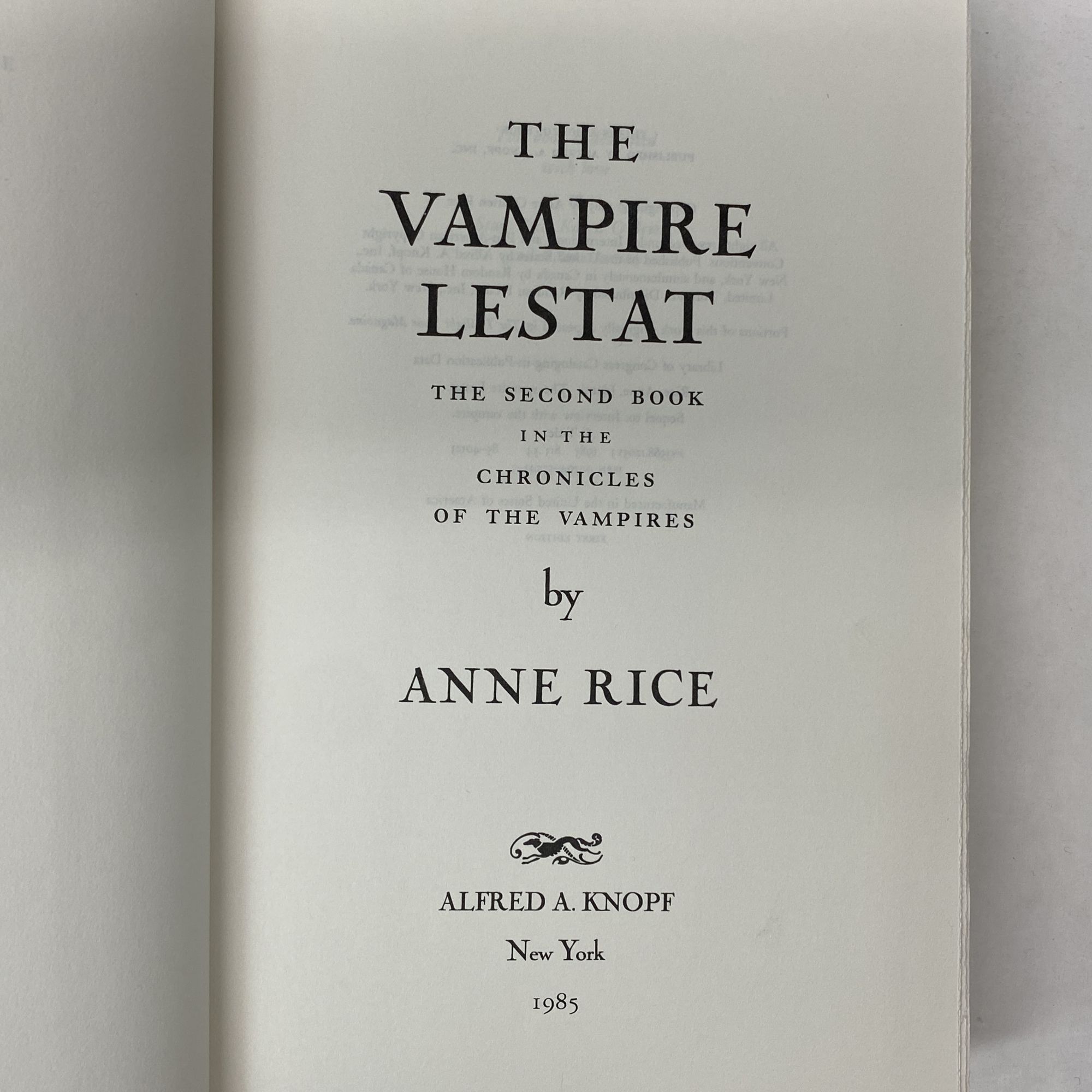 THE VAMPIRE LESTAT (FIRST EDITION) by Rice, Anne: Very Good Hardcover ...