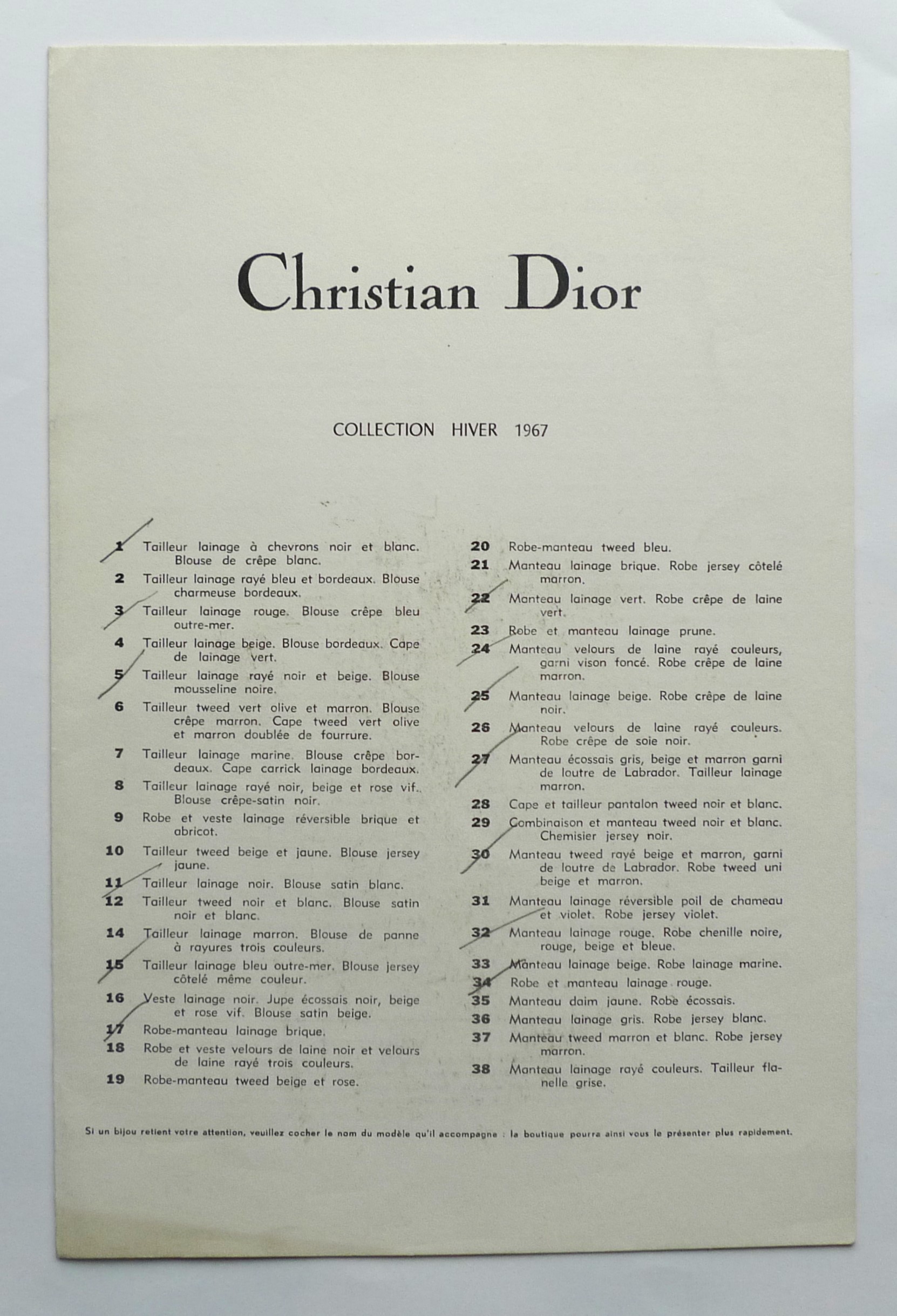 Christian Dior. Collection Hiver 1967. by DIOR, CHRISTIAN.: Very Good ...