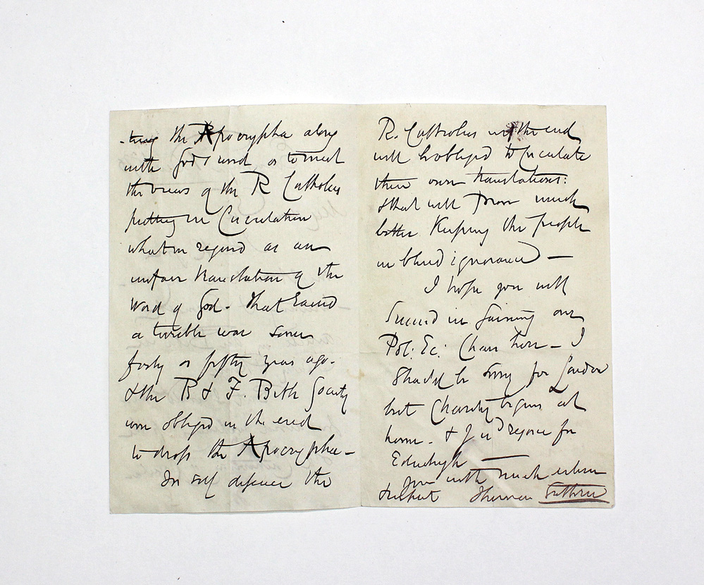 An Original Three Sided Handwritten Letter Signed by Thomas Guthrie to ...