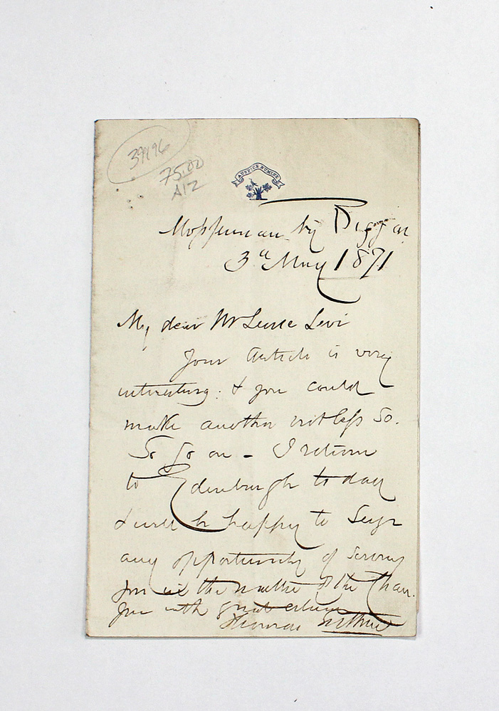 An Original Handwritten Letter Signed by Thomas Guthrie to Levi Leone ...