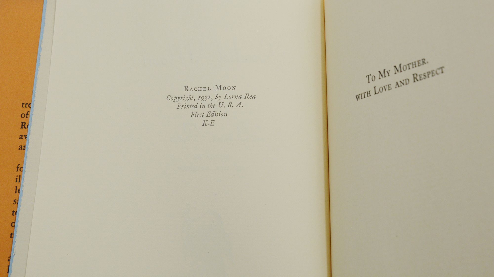 Rachel Moon by Rea, Lorna: (1931) First edition. | Burnside Rare Books ...