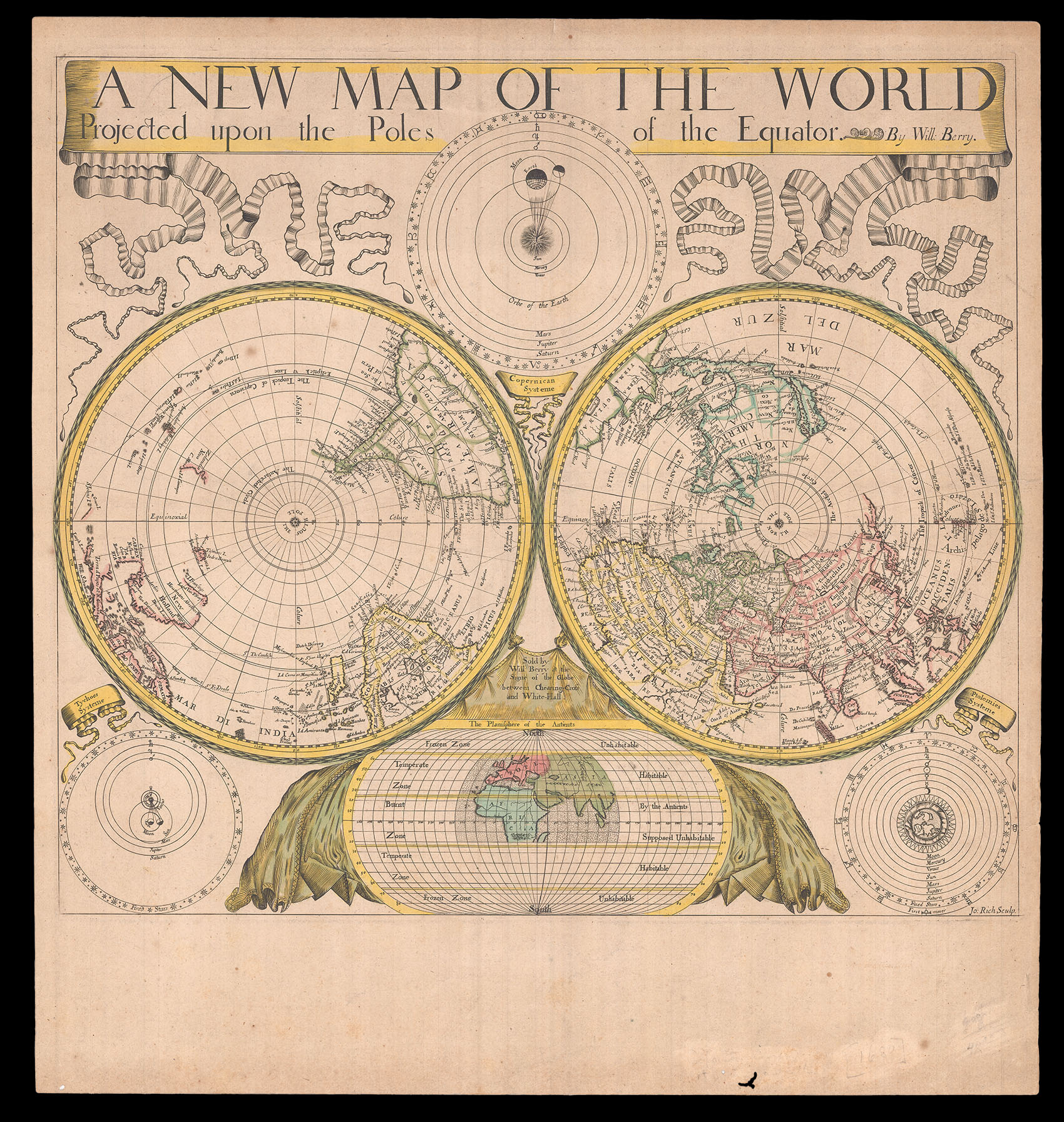 A New Map of the World Projected upon the Poles of the Equator By Will ...