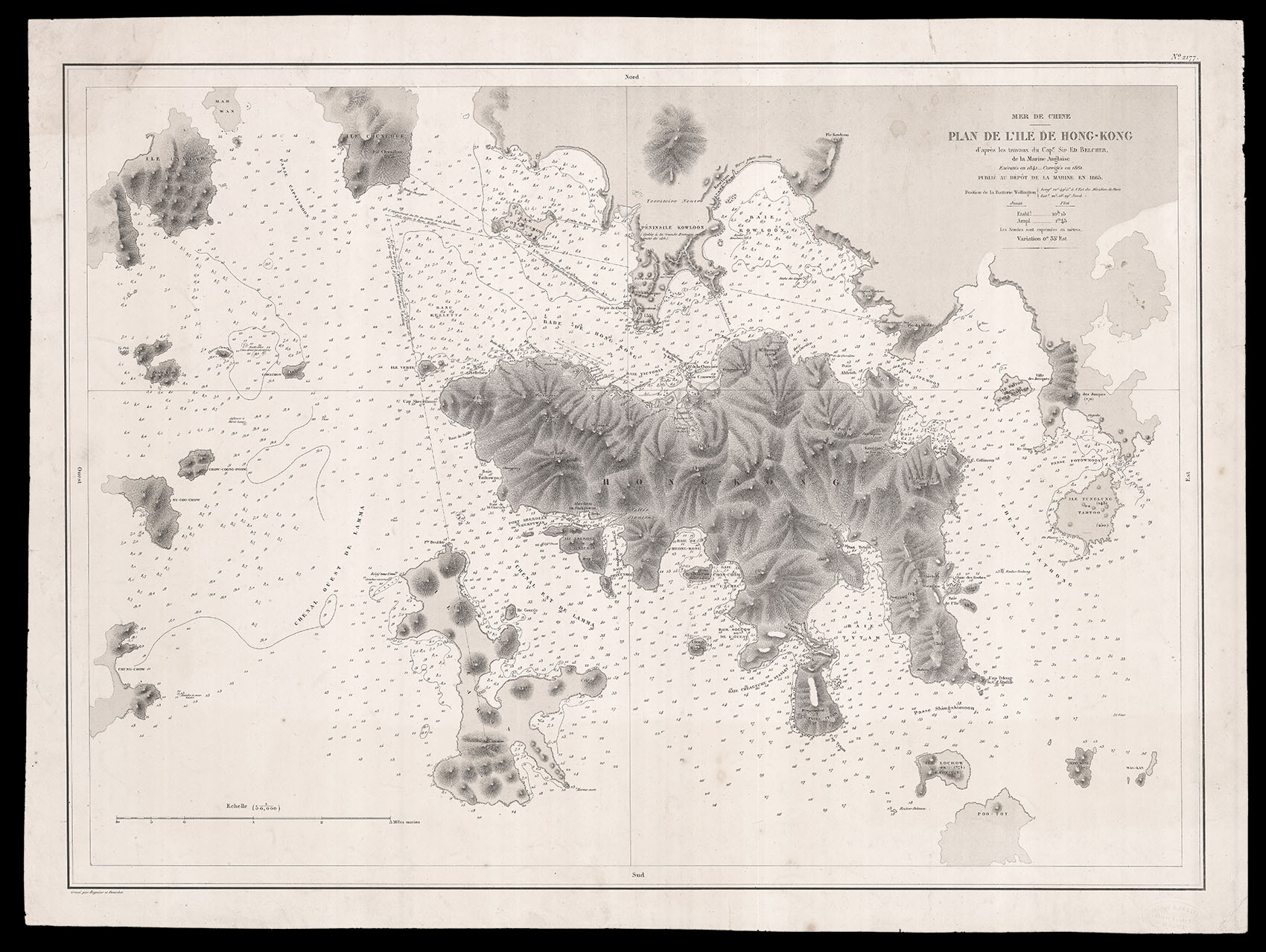 Mer de Chine. Plan de L'ile de Hong-Kong d'après les travaux du Cape ...