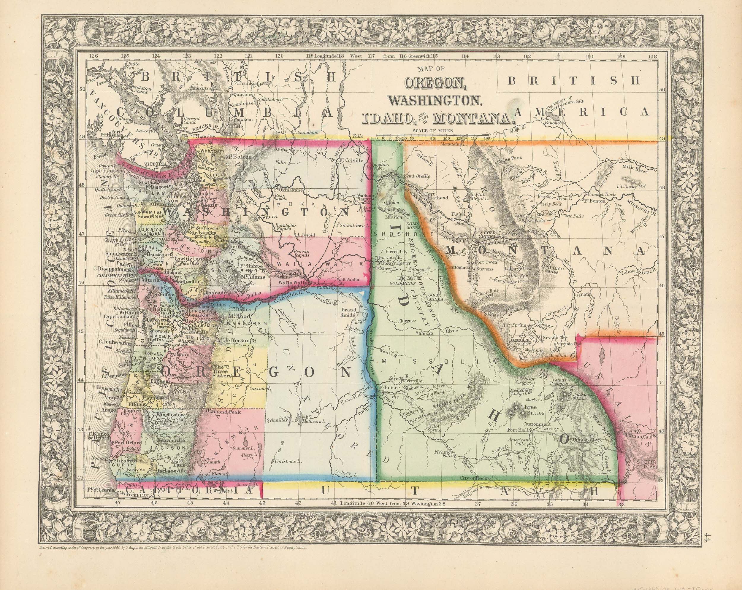 Mitchell's 1865 County Map of Oregon, Washington, Idaho, and part of ... Mitchell's 1865 County Map of Oregon, Washington, Idaho, and part of ...