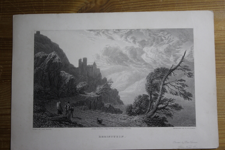 Burg Rheinstein - Stahlstich von Edward Goodall nach Capt. Batty. Aus ...
