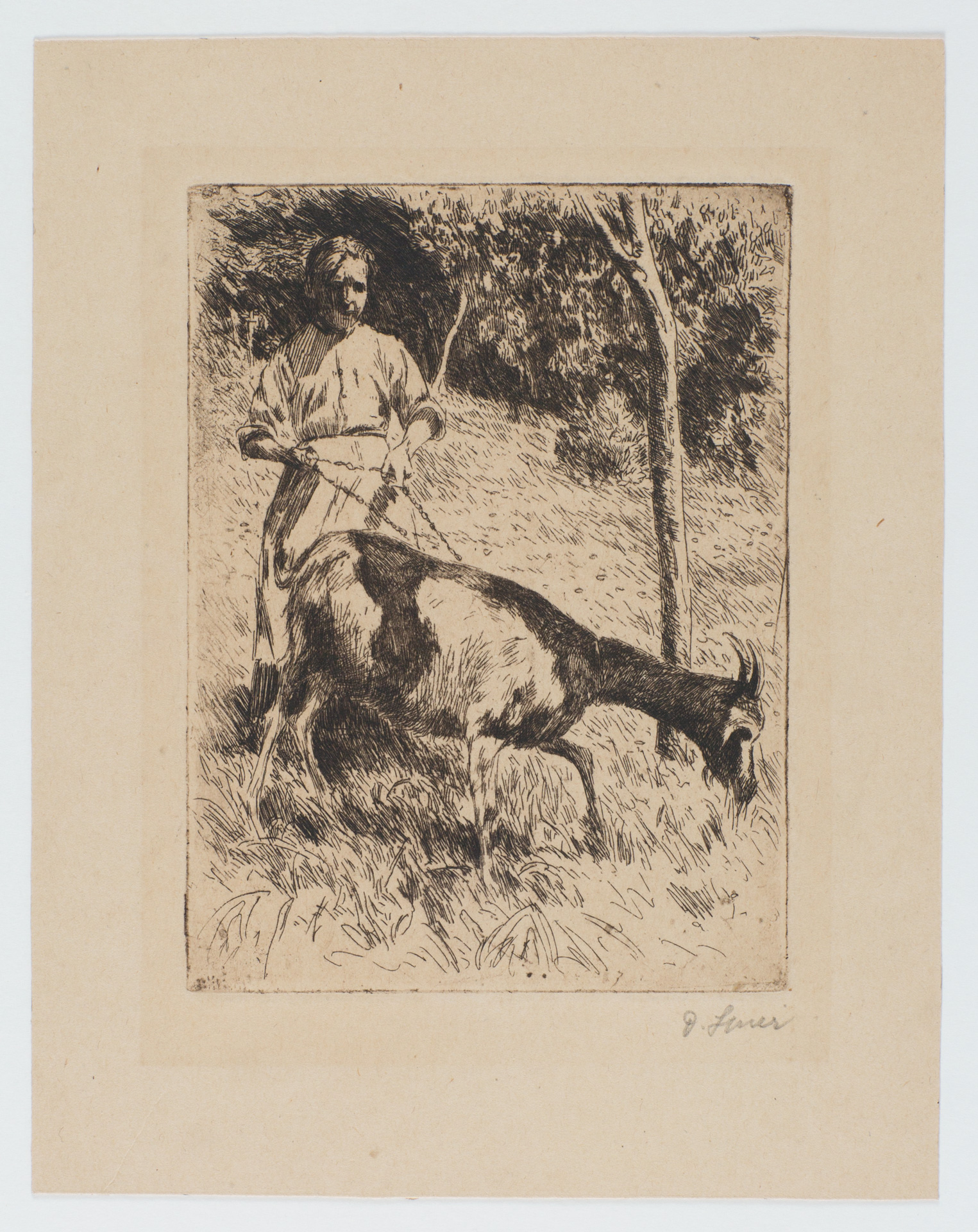 Mädchen mit Ziege. von Spier, Daniel M. - tätig um 1930 in Frankfurt am ...