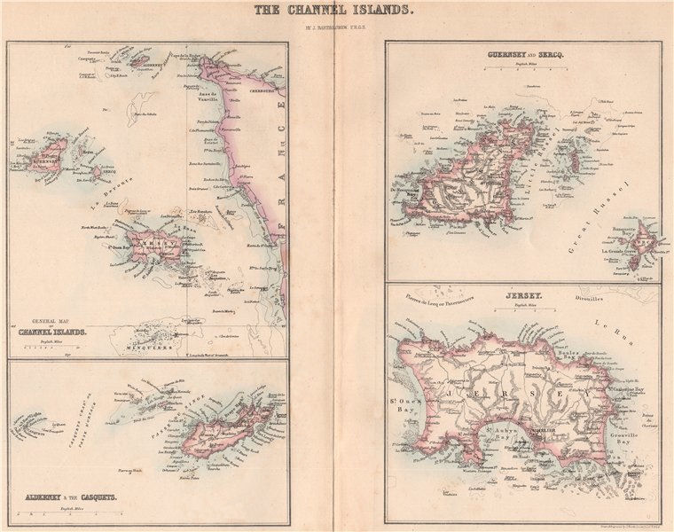 The Channel Islands; General map of Channel Islands; Alderney & The ...