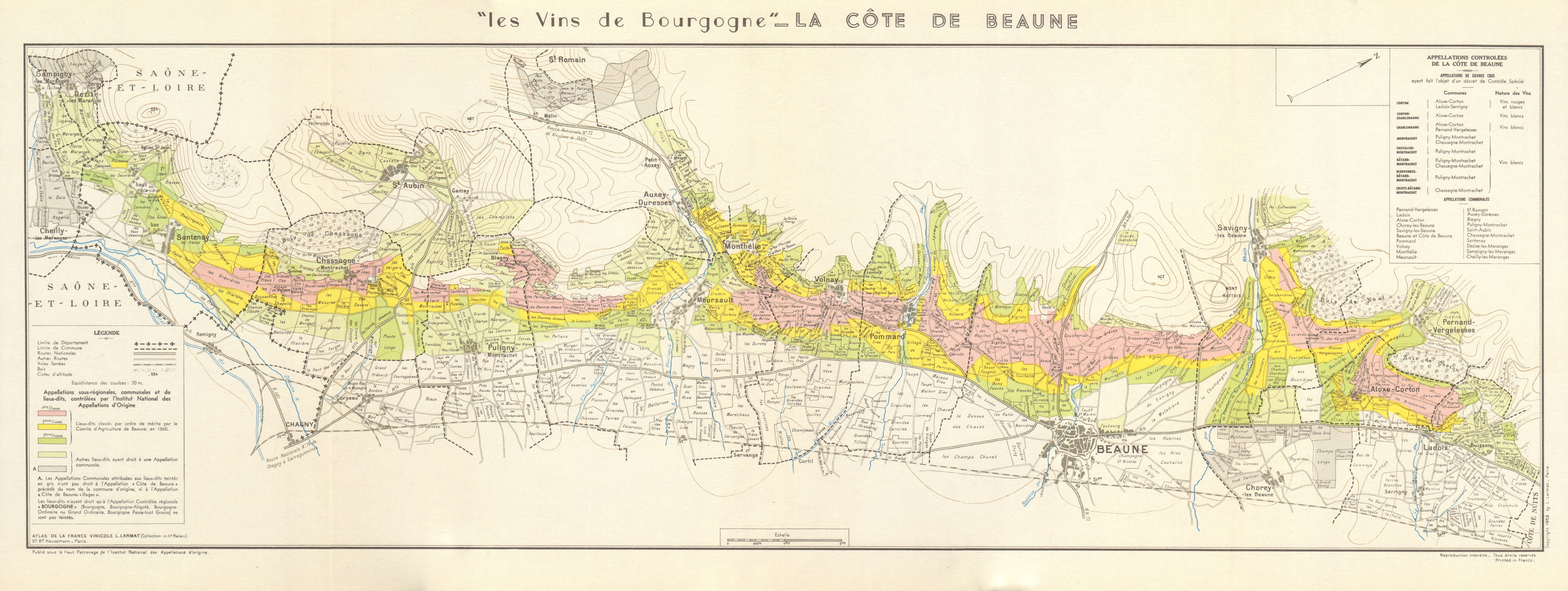 Cote De Beaune Wine Map
