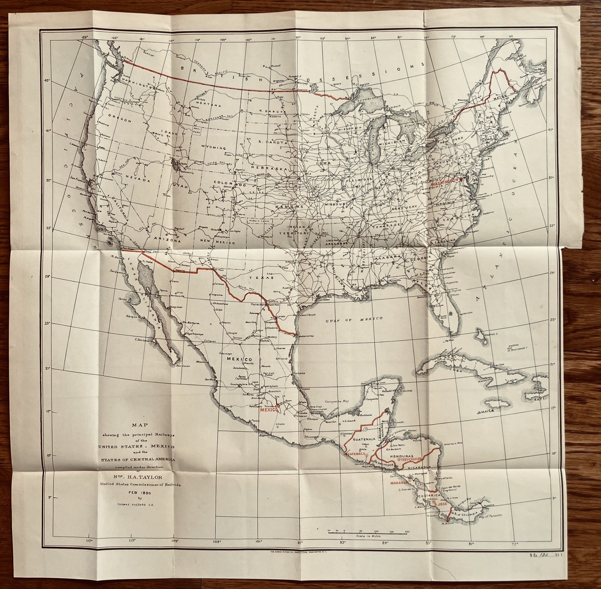 Map Showing the Principal Railways of the United States, Mexico and the ...