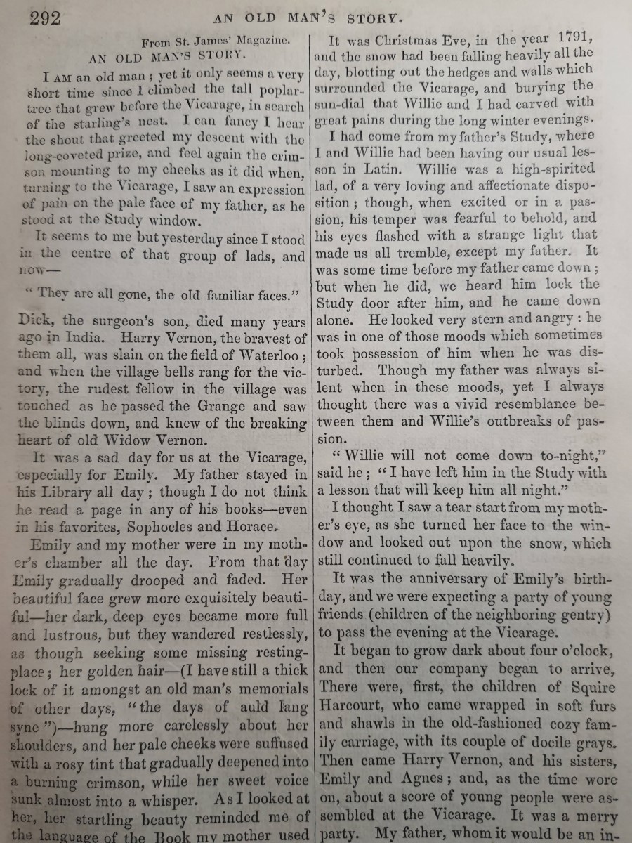 Article: an Old Mans Story From "St. James Magazine" by Living Age ...