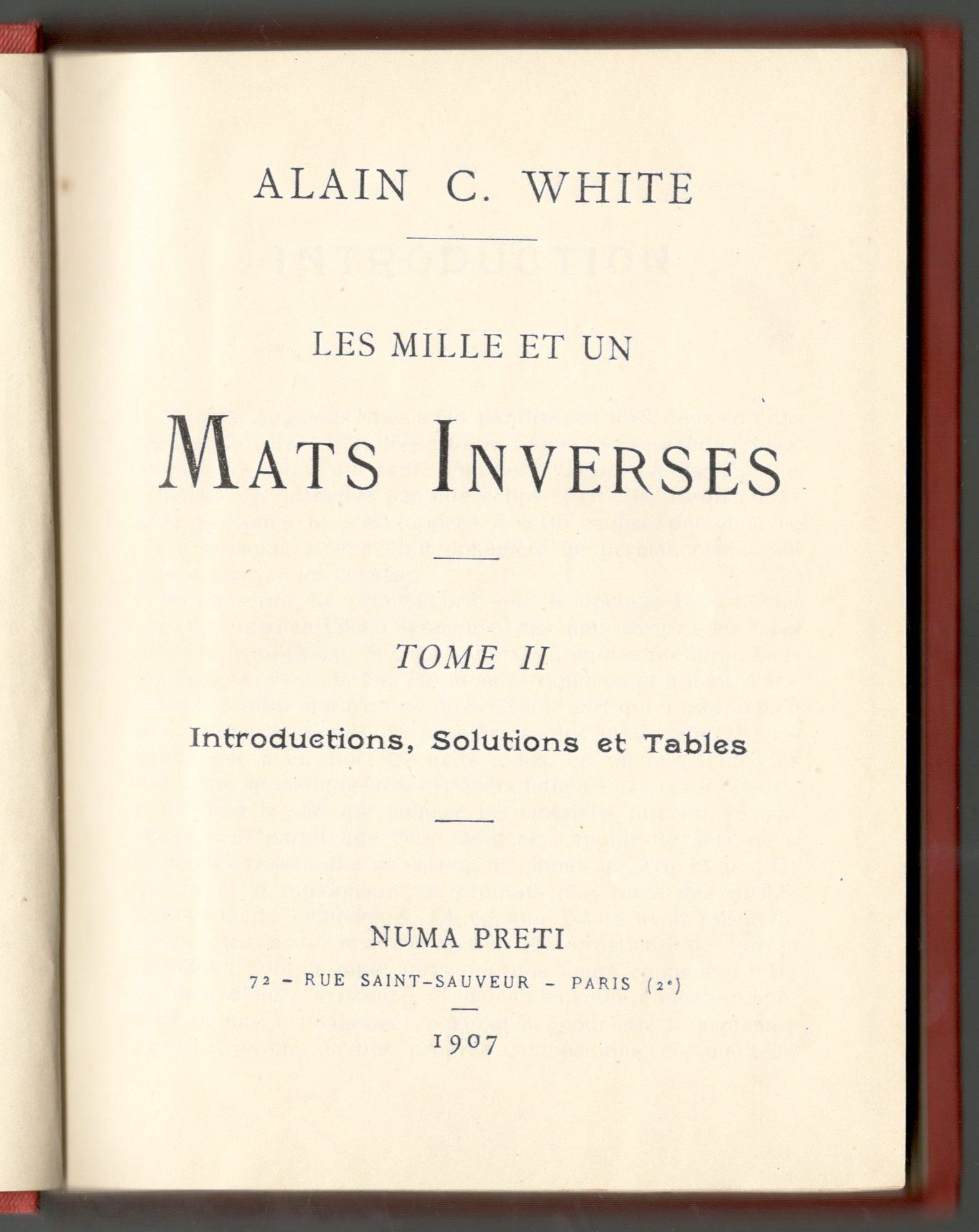 Les Mille et un Mats Inverses I-II. by Alain C. White: Very Good ... Les Mille et un Mats Inverses I-II. by Alain C. White: Very Good ...
