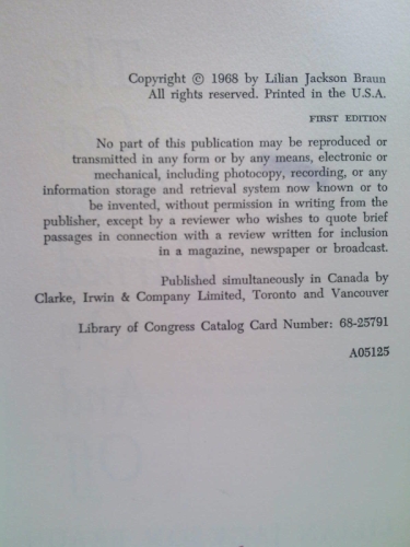 The Cat Who Turned On and Off by lilian braun: Fair Hardcover First ...