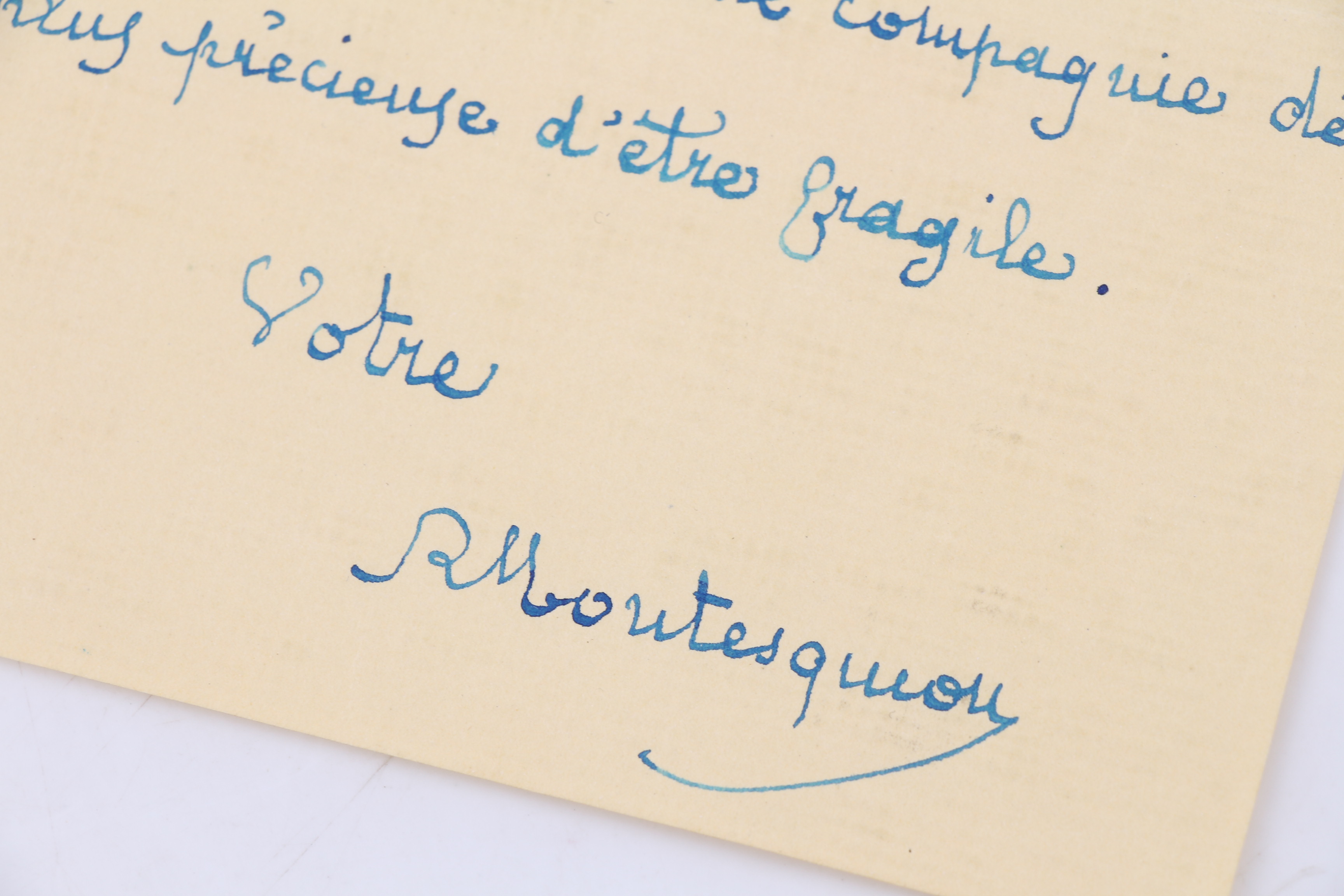 Lettre autographe signée de Robert de Montesquiou remerciant son ...