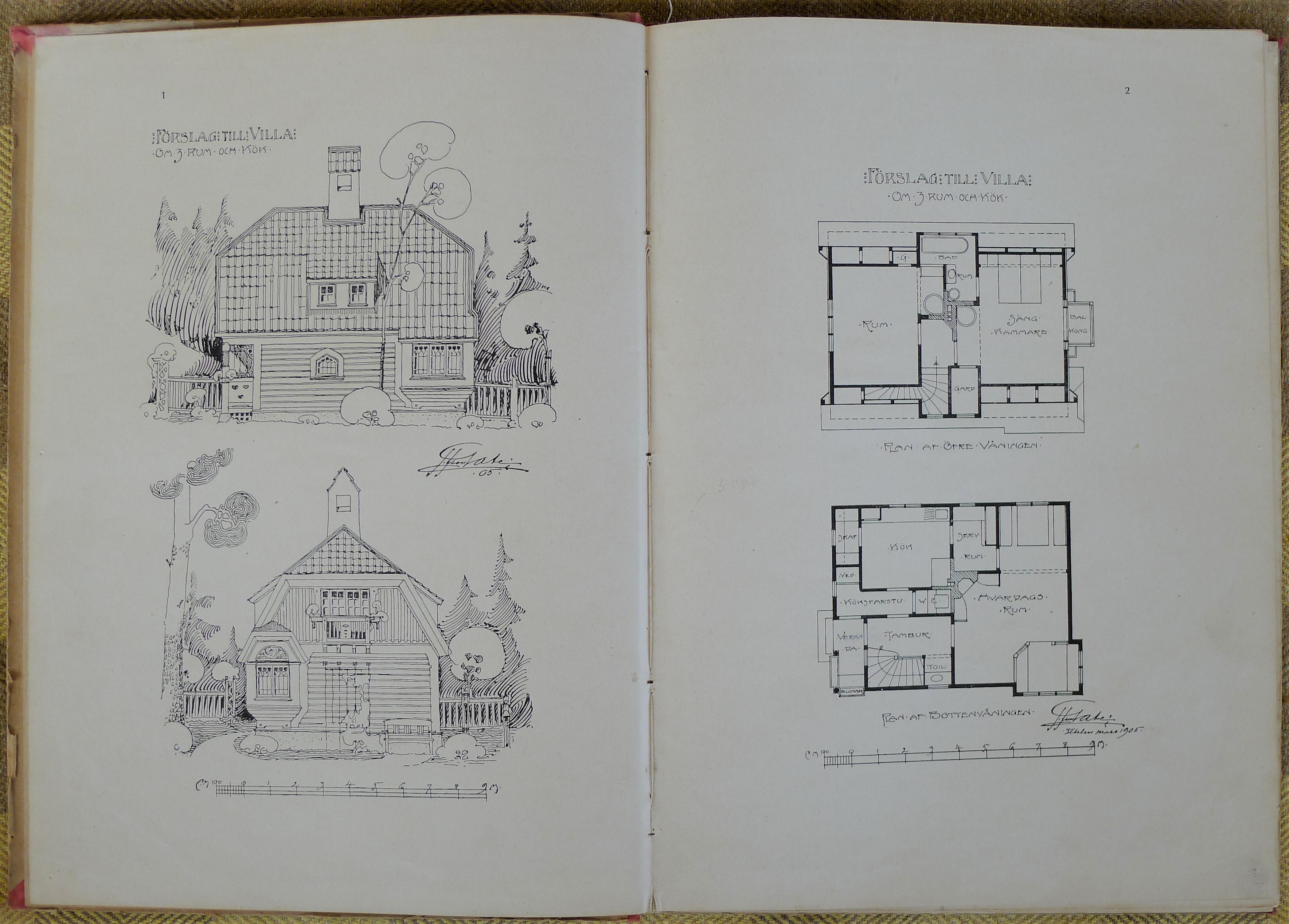 Ritningar till Svenska Sommar- och Egnahemsvillor af trä. 35 planscher ...